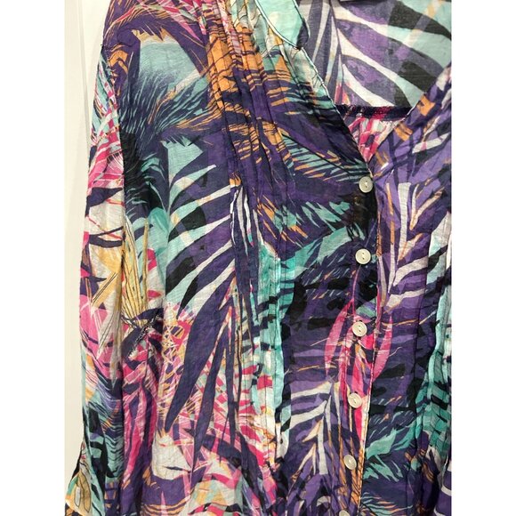Ruby Rd. | Tops | Ruby Rd Womens Tropical Print Buttonup Roll Tab ...